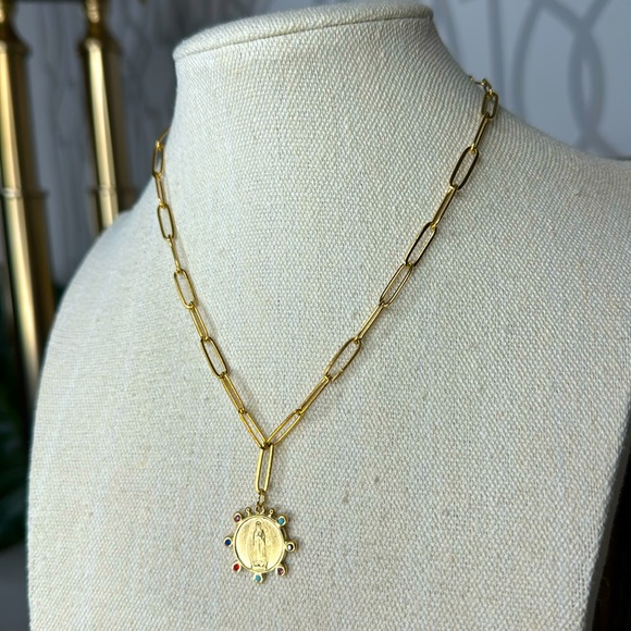 LoveLee | Jewelry | Mary Gold Plated Charm Necklace On 8 18kt Gold ...